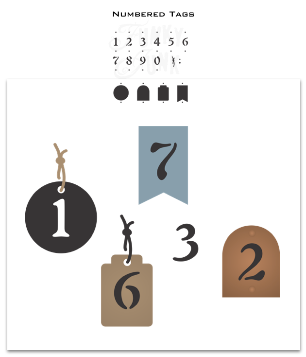 Numbered tags stencil by Funky Junk's Old Sign Stencils