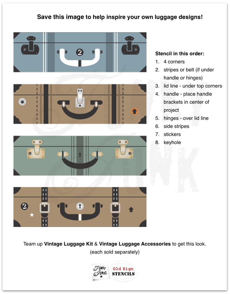 Vintage Luggage Kit stencil – Funky Junk's Old Sign Stencils