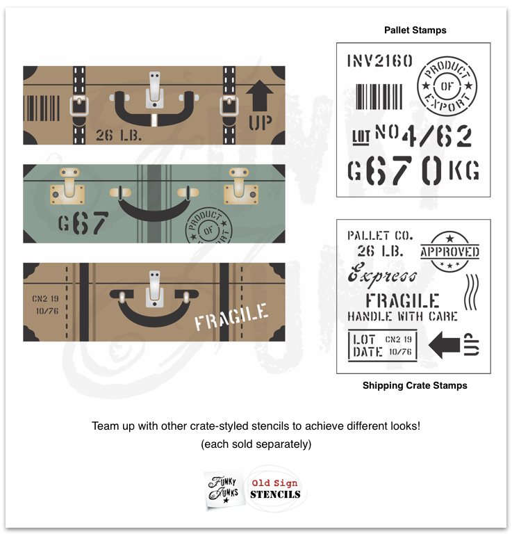 Vintage Luggage Kit stencil – Funky Junk's Old Sign Stencils