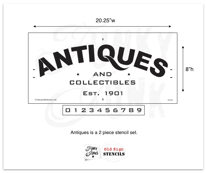 Antiques stencil by Funky Junk's Old Sign Stencils