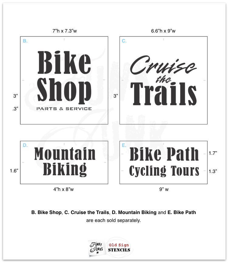 Bike Collection stencils by Funky Junk's Old Sign Stencils