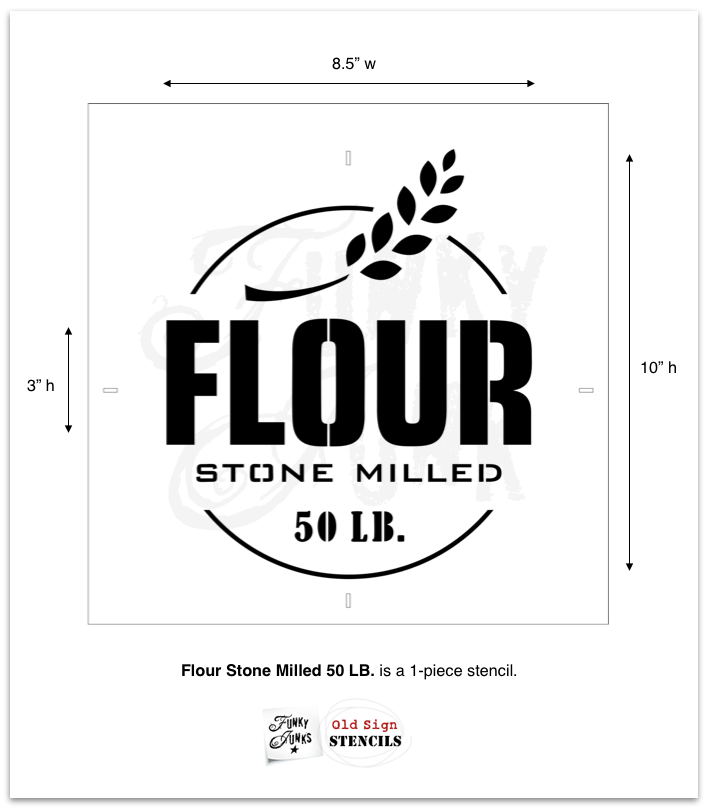 Flour stencil by Funky Junk's Old Sign Stencils
