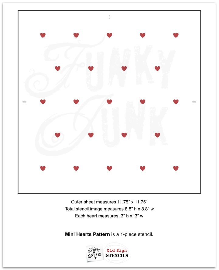 Mini Hearts Pattern stencil – Funky Junk's Old Sign Stencils