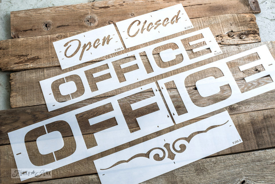 Office stencil by Funky Junk's Old Sign Stencils