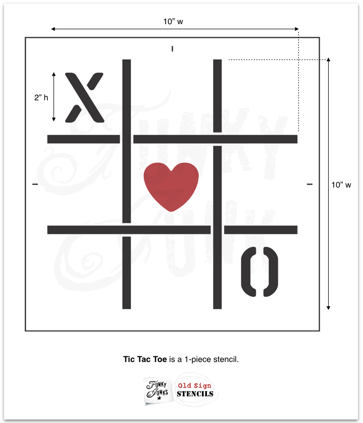 Tic Tac Toe Valentine's Day stencil by Funky Junk's Old Sign Stencils
